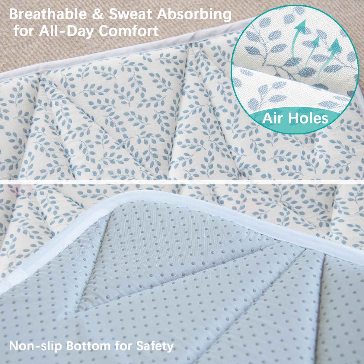 Muslin Baby Play Mat | Playpen Mat - Large Padded Foam Non Toxic Folda ...